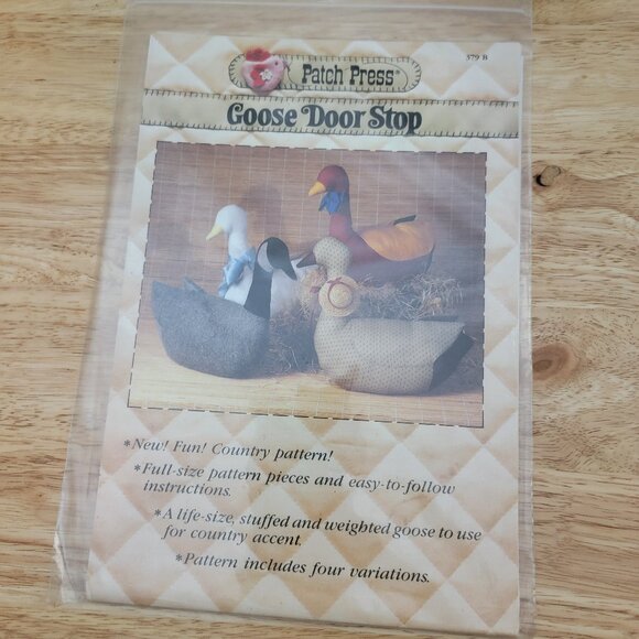Patch Press | Art | Vintage Goose Door Stop Sewing Pattern By Patch ...